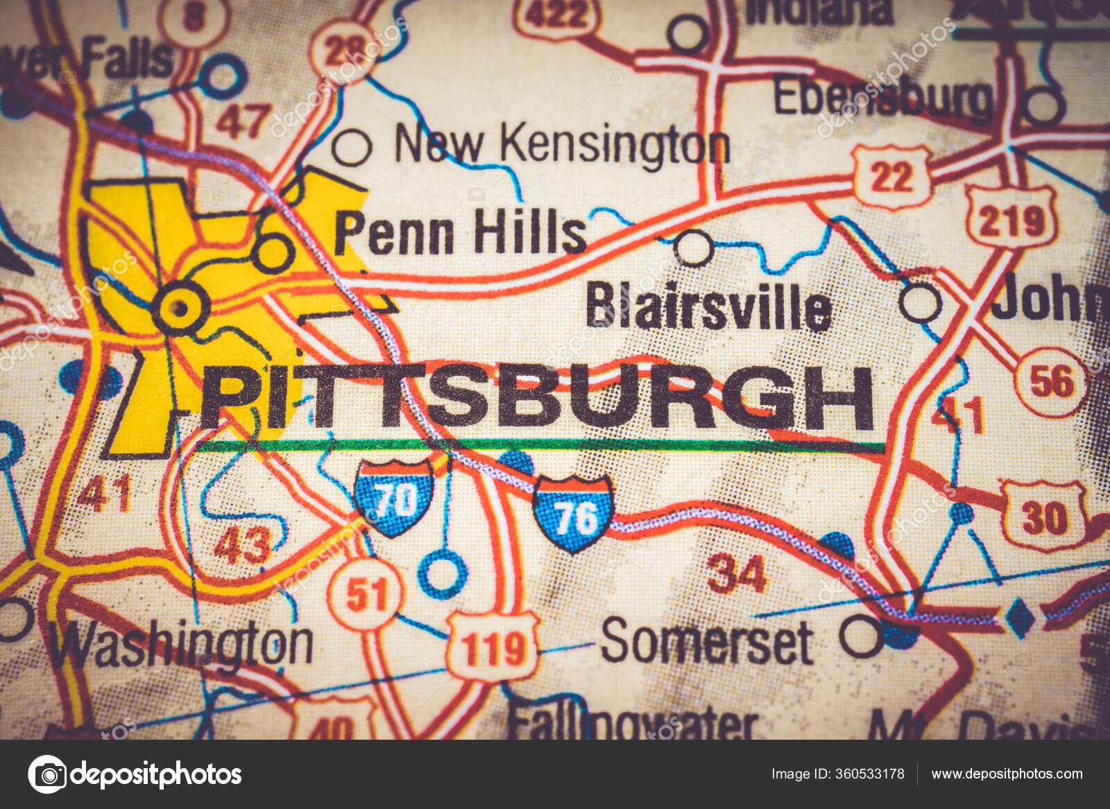 Pittsburgh Mapa — Foto de stock #360533178 © aallm