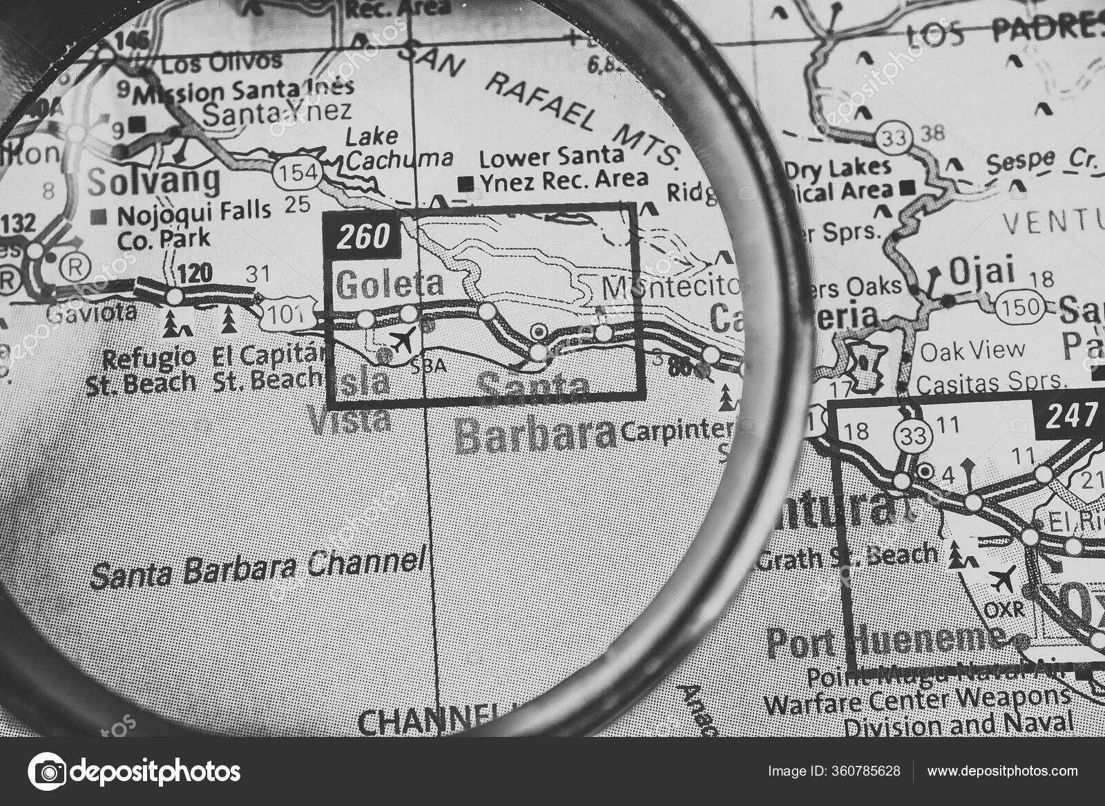 Santa Barbara Mapa Tarvel Fondo: fotografía de stock © aallm #360785628 ...