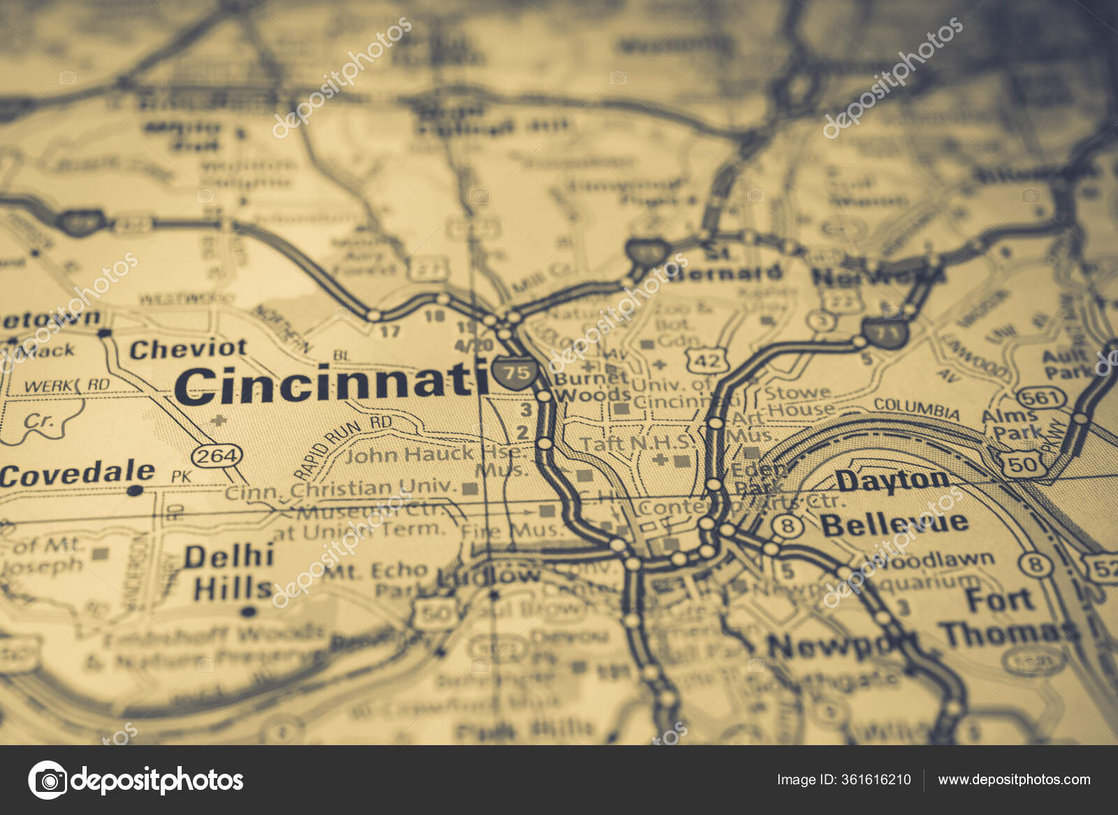 Cincinnati Usa Travel Map Background Stock Photo by ©aallm 361616210