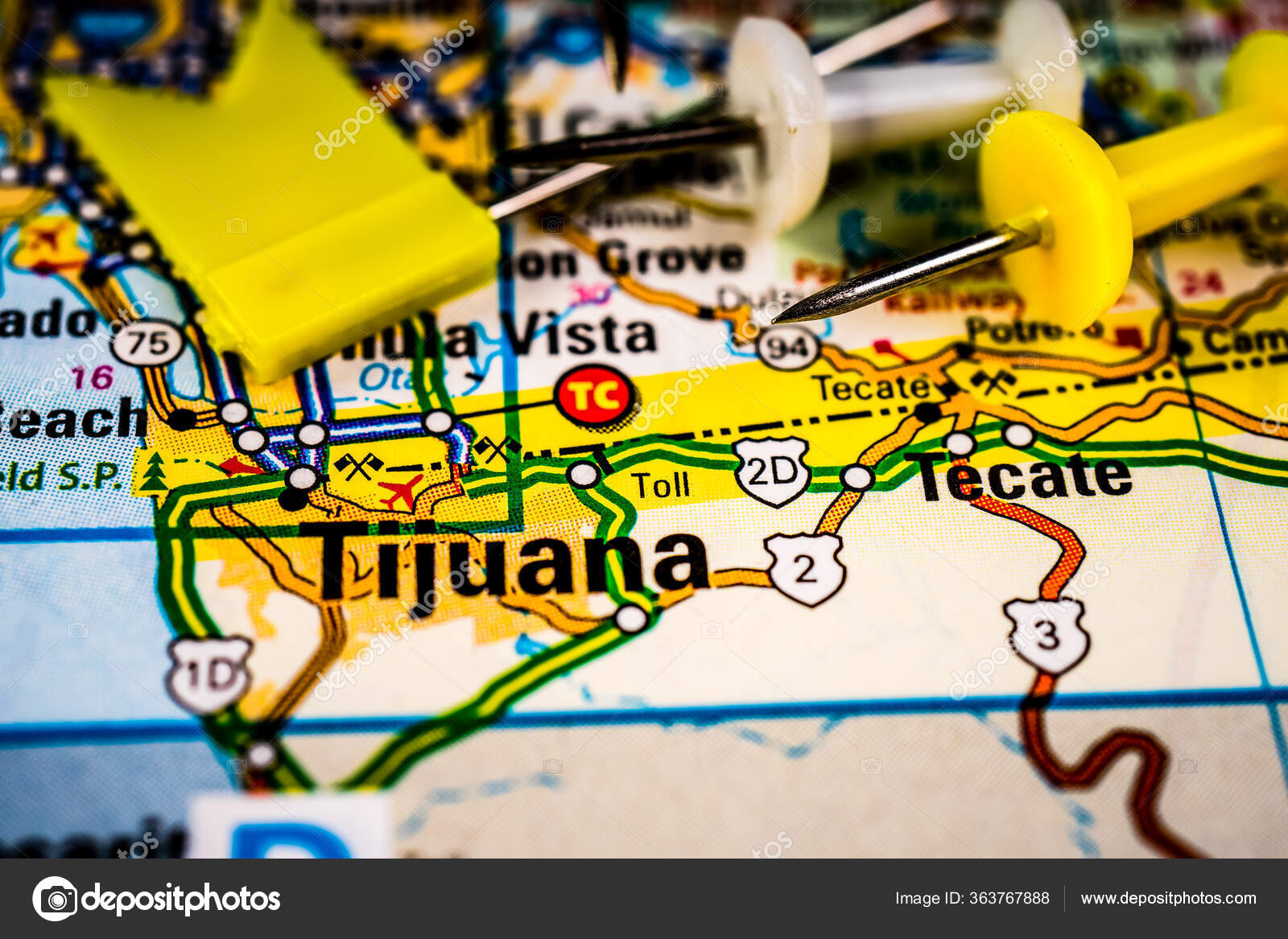 Tijuana Usa Map Travel Background Stock Photo by ©aallm 363767888