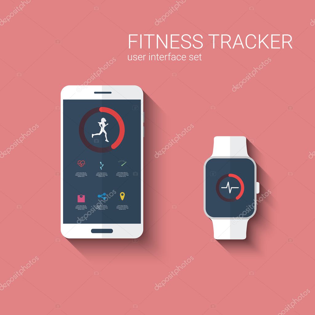 Fitness tracker app graphic user interface for smartwatch and ...