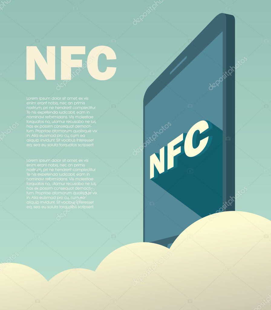 NFC mobile payment data technology for smartphones. Promotional poster ...