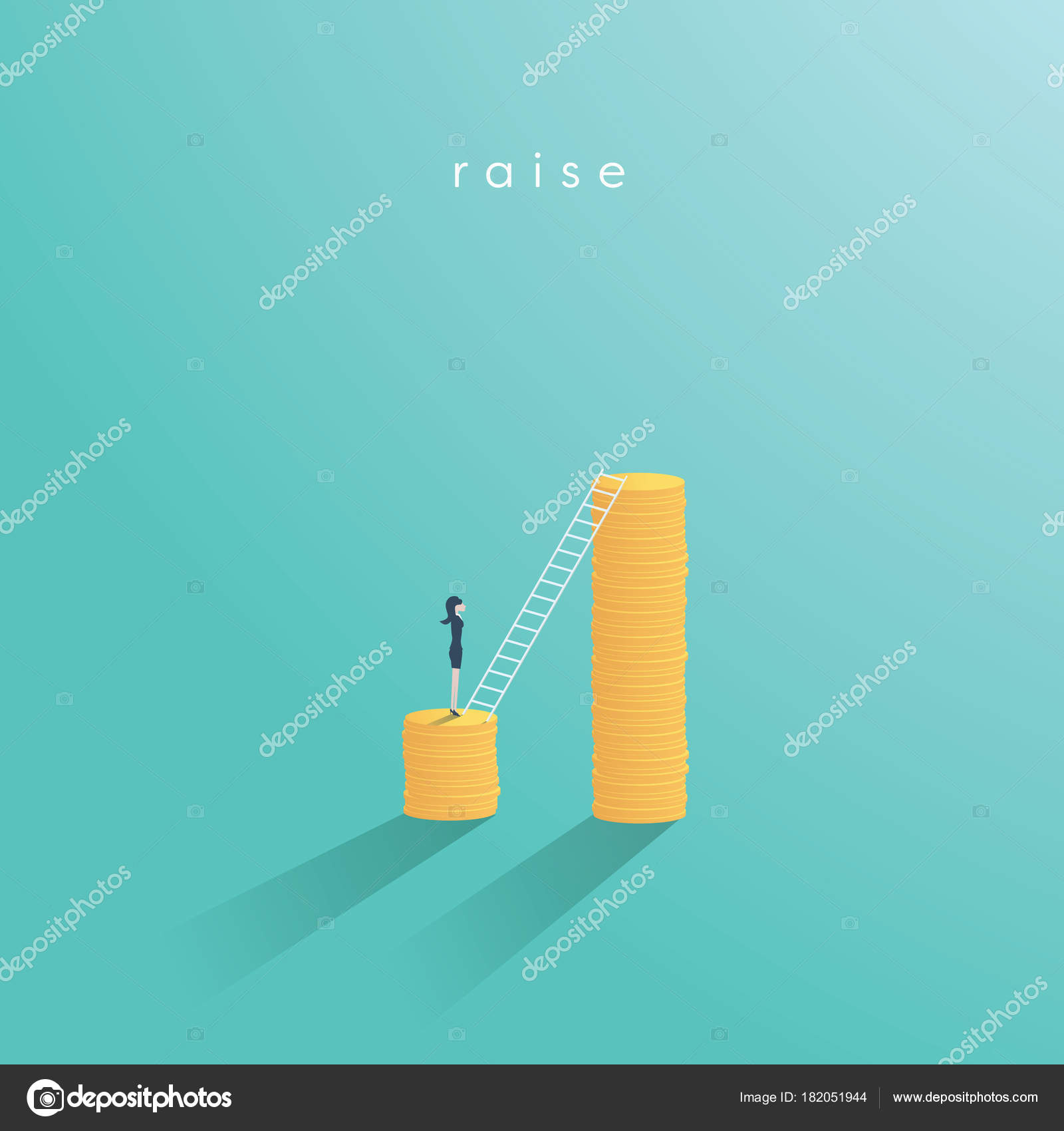 Salary raise vector concept. Business woman getting higher pay or wage ...