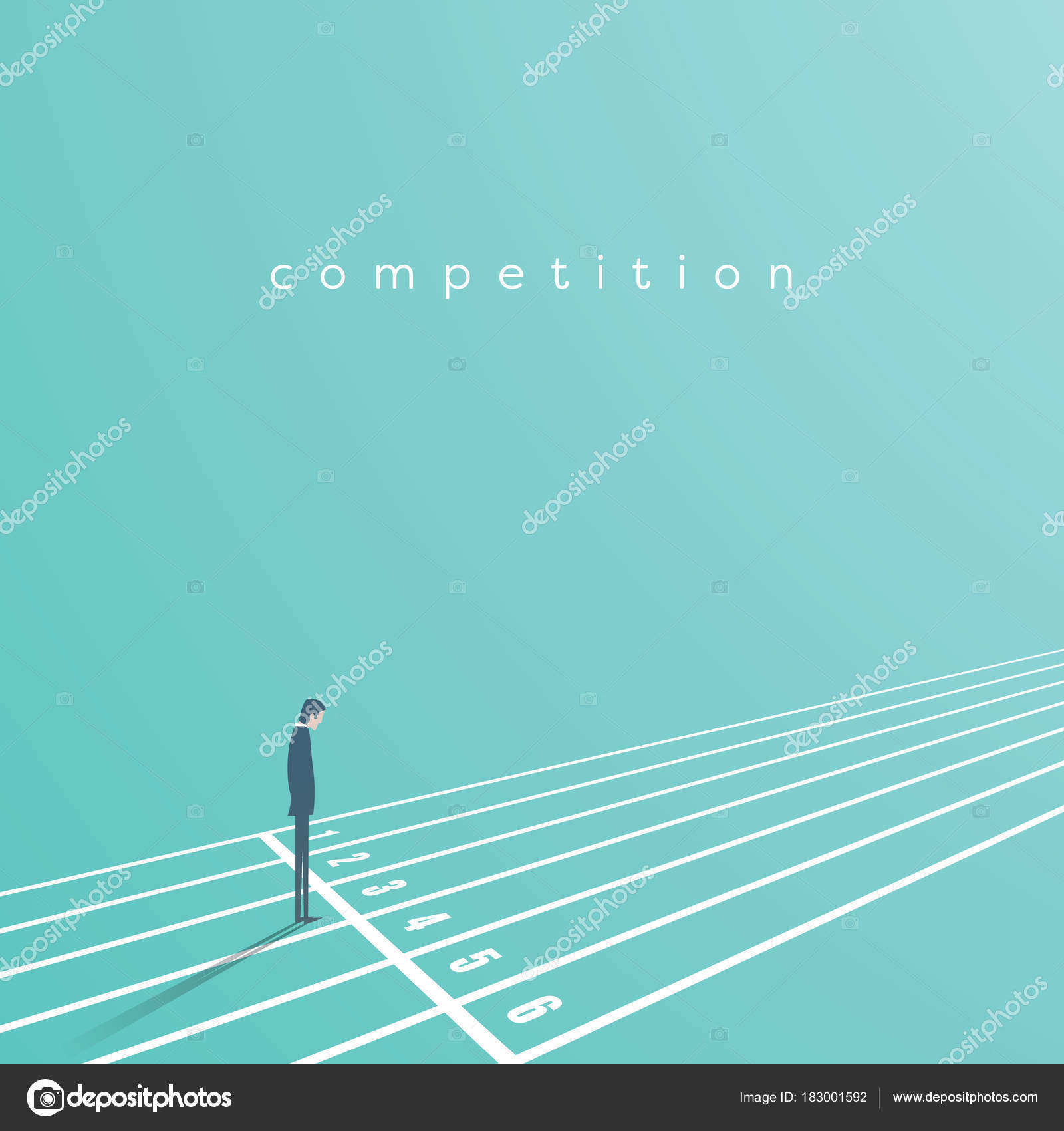 Business start and competition vector concept. Businessman on start of ...