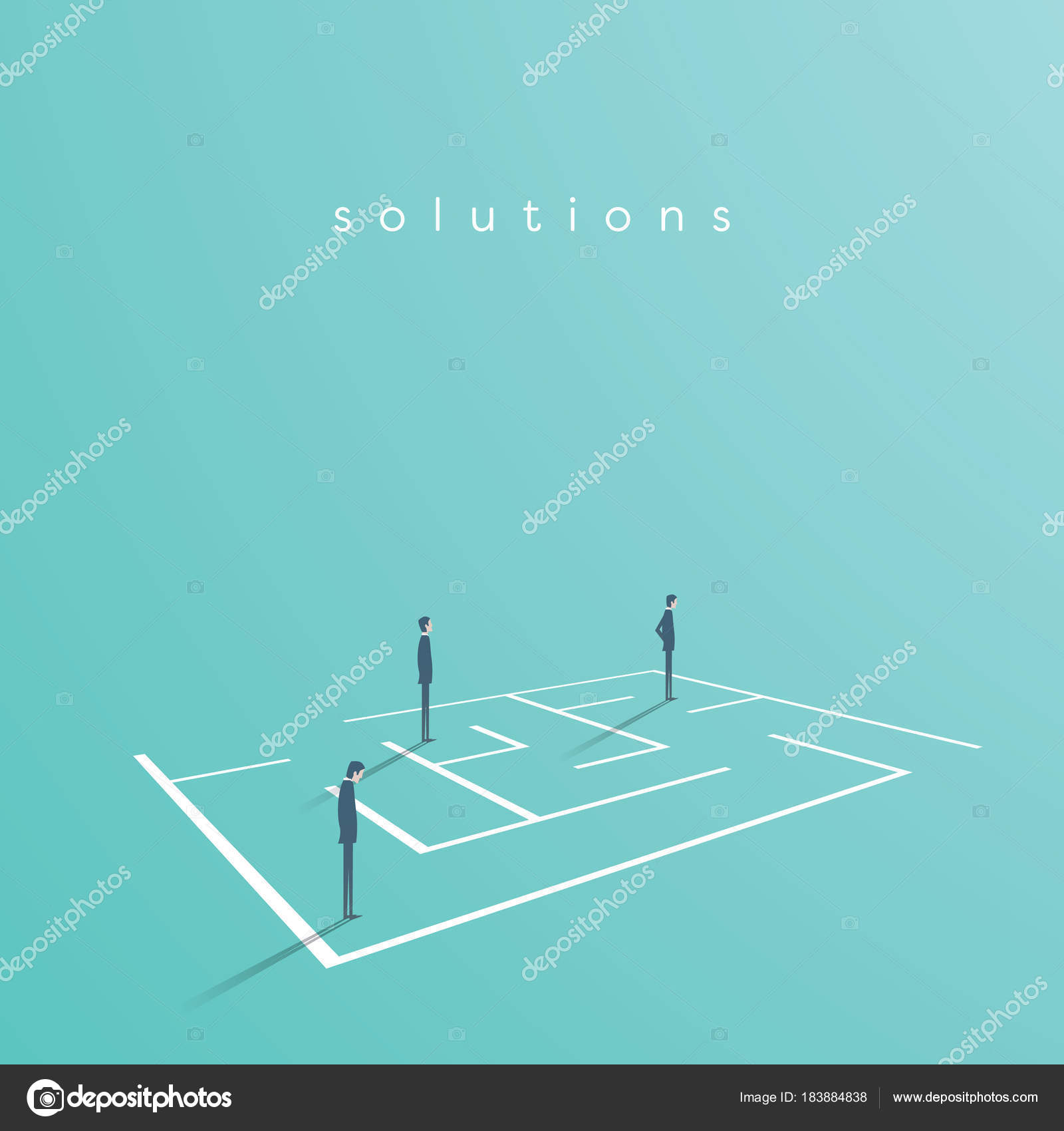 Business team looking for solution in a maze. Vector concept of finding ...