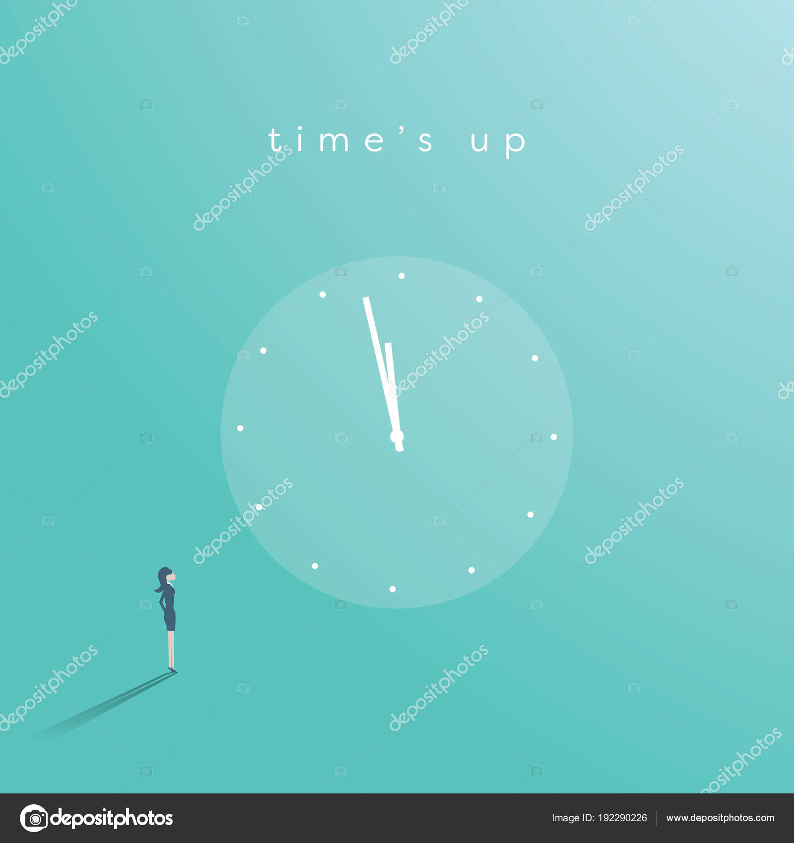 Times up movement vector concept with businesswoman staring at clock ...