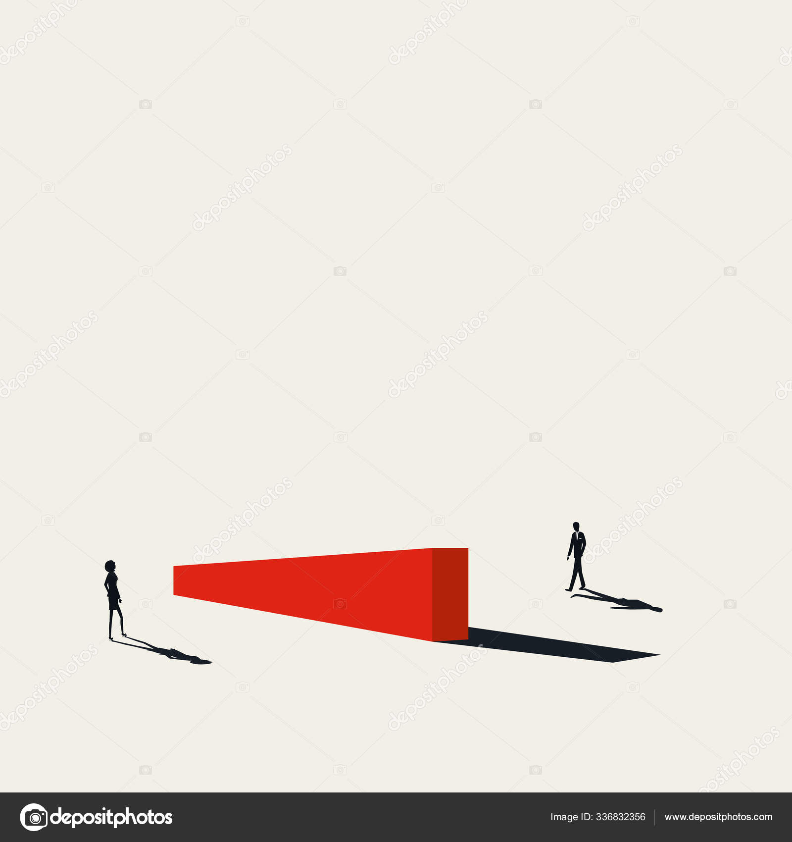 Business Man Versus Woman Vector Concept With Barrier Between Them