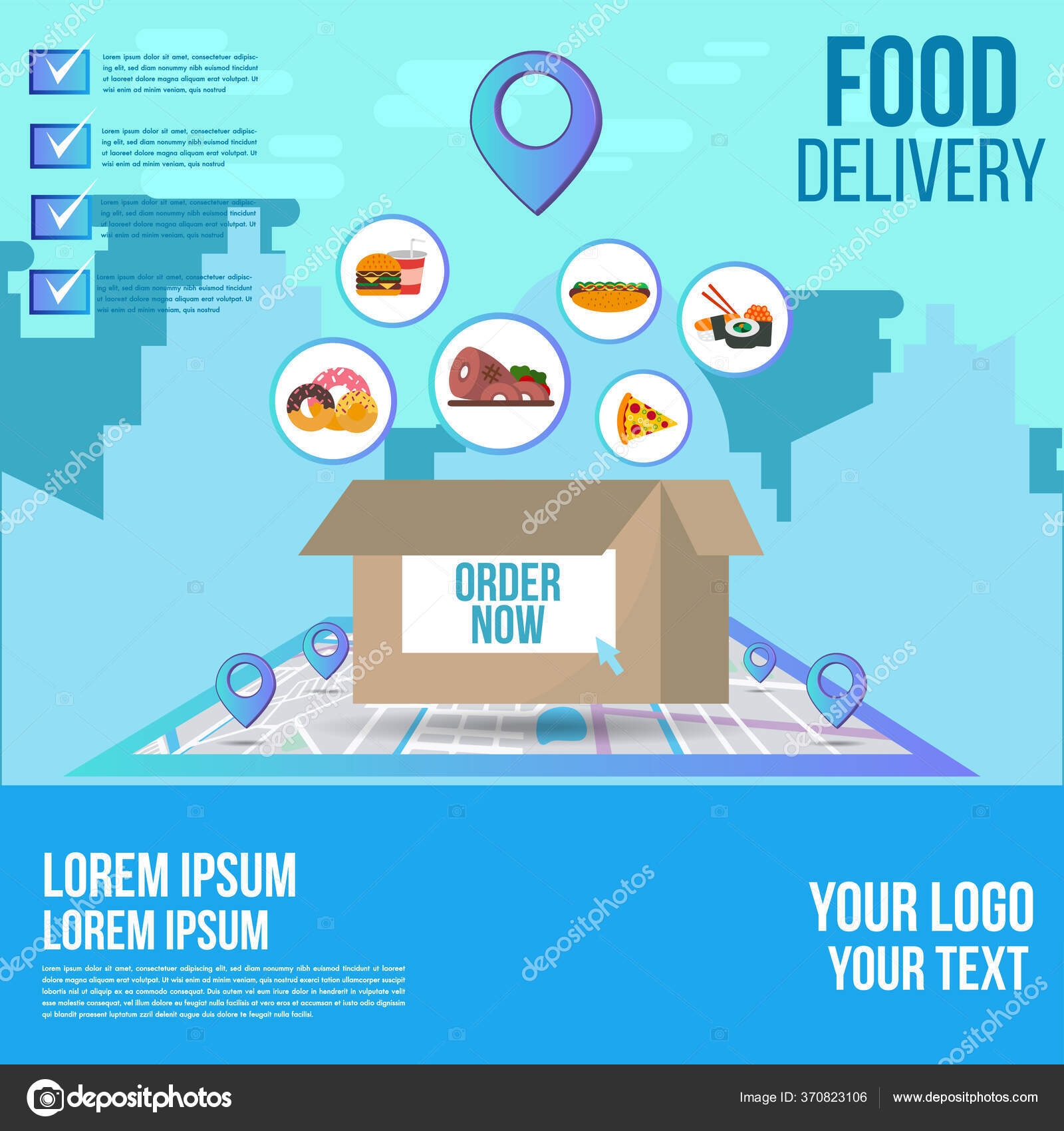 Food Delivery Design Order Map Tracking Ready Meal Design Can Stock ...