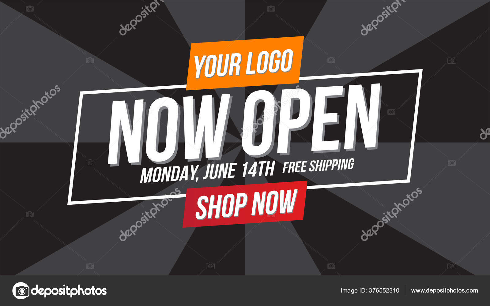 Now Open Shop New Store Red Orange Color Sign Black Stock Vector Image ...