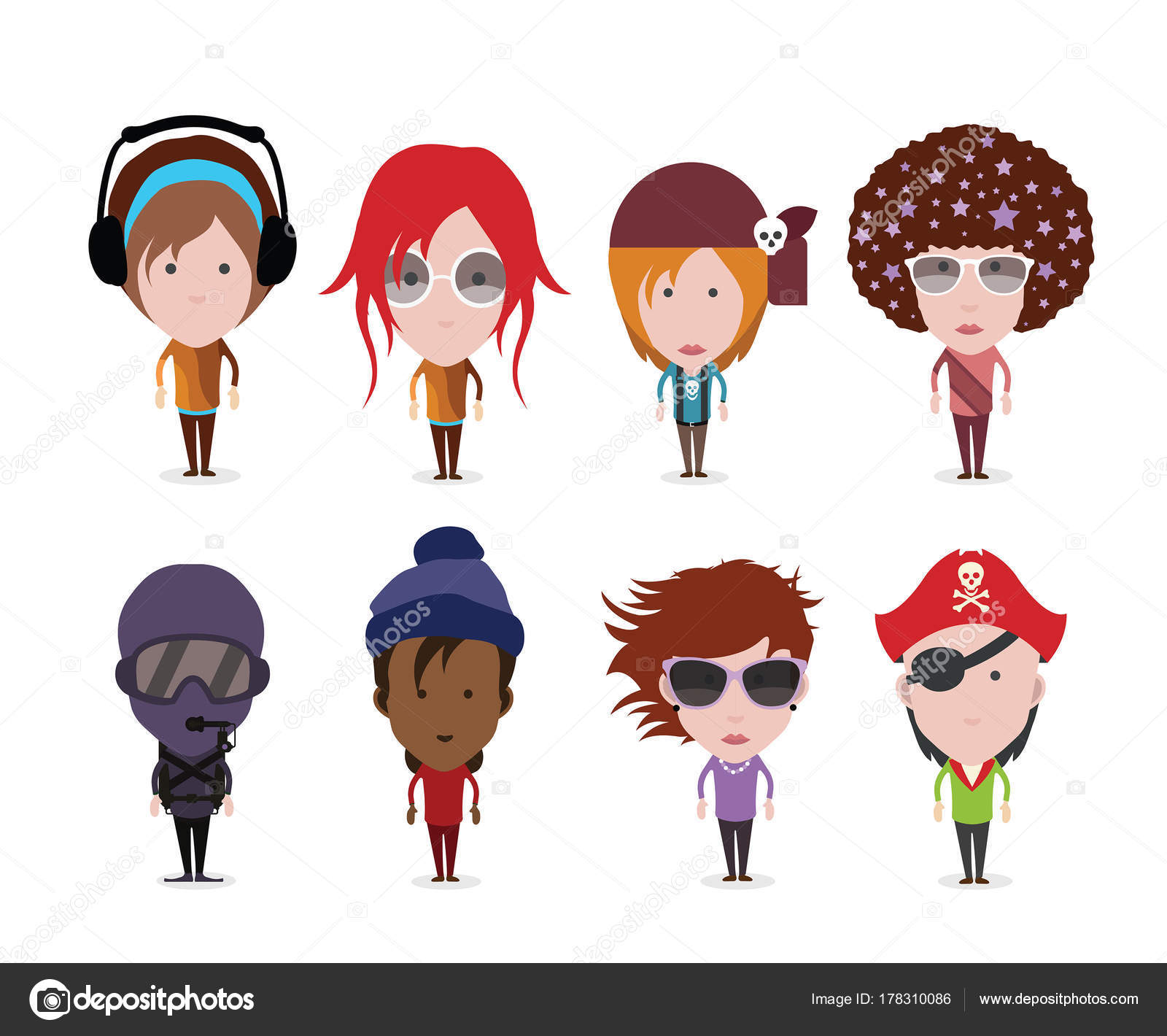 Set Diverse Avatars Different Hairstyles Clothes White Background ...