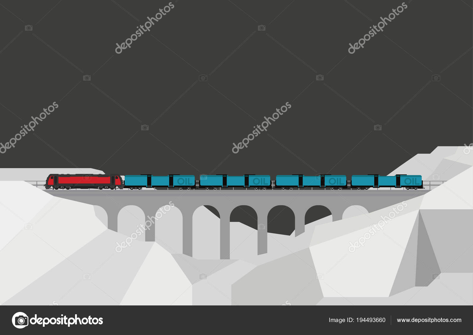 Viaduct with goods train Stock Vector Image by ©Sky-Designs #194493660