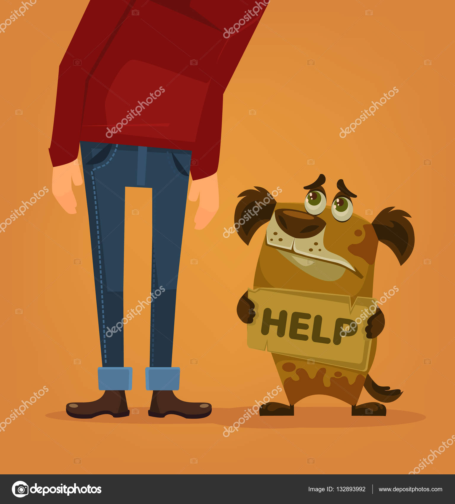 Dog character need home and help. Vector flat cartoon illustration ...