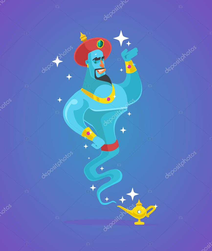 Un genio de la l mpara m gica. Vector plano ilustraci n de dibujos animados 2024