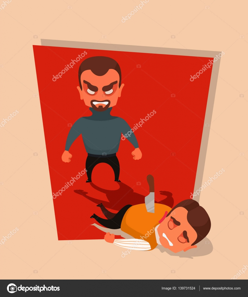 Killer character killed businessman. Vector flat cartoon illustration ...