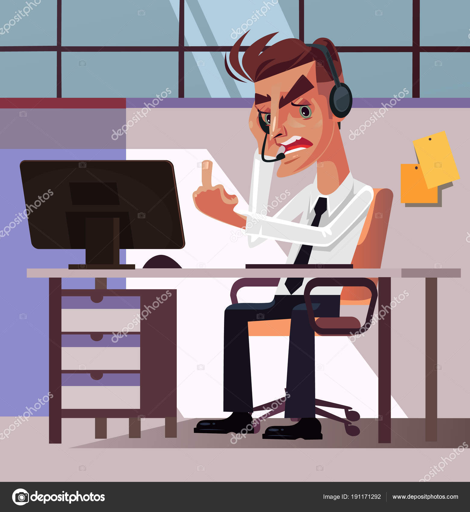 Frustrated Worker Cartoon