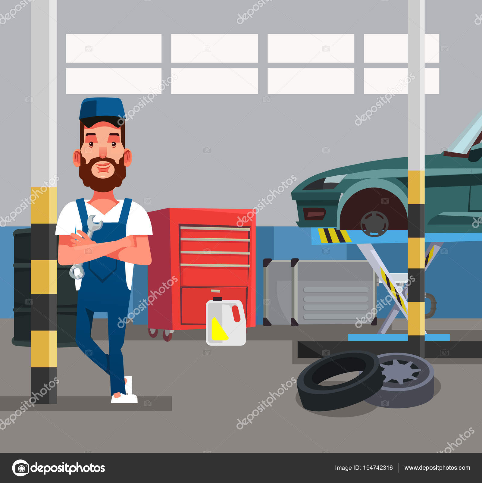 Auto Repair Shop Cartoon