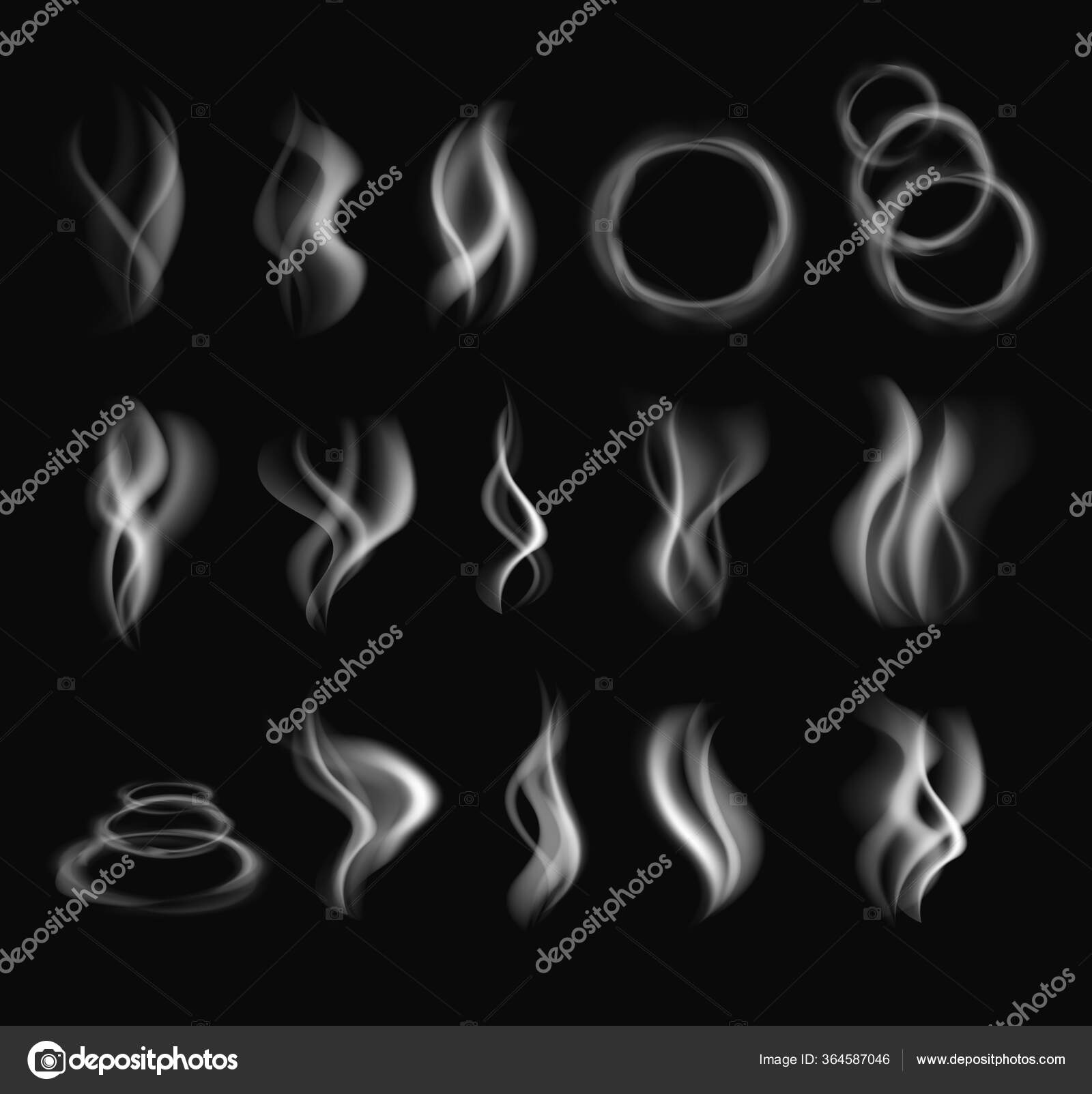 Realistic Smoke Steam Isolated Set Vector Flat Graphic Design ...