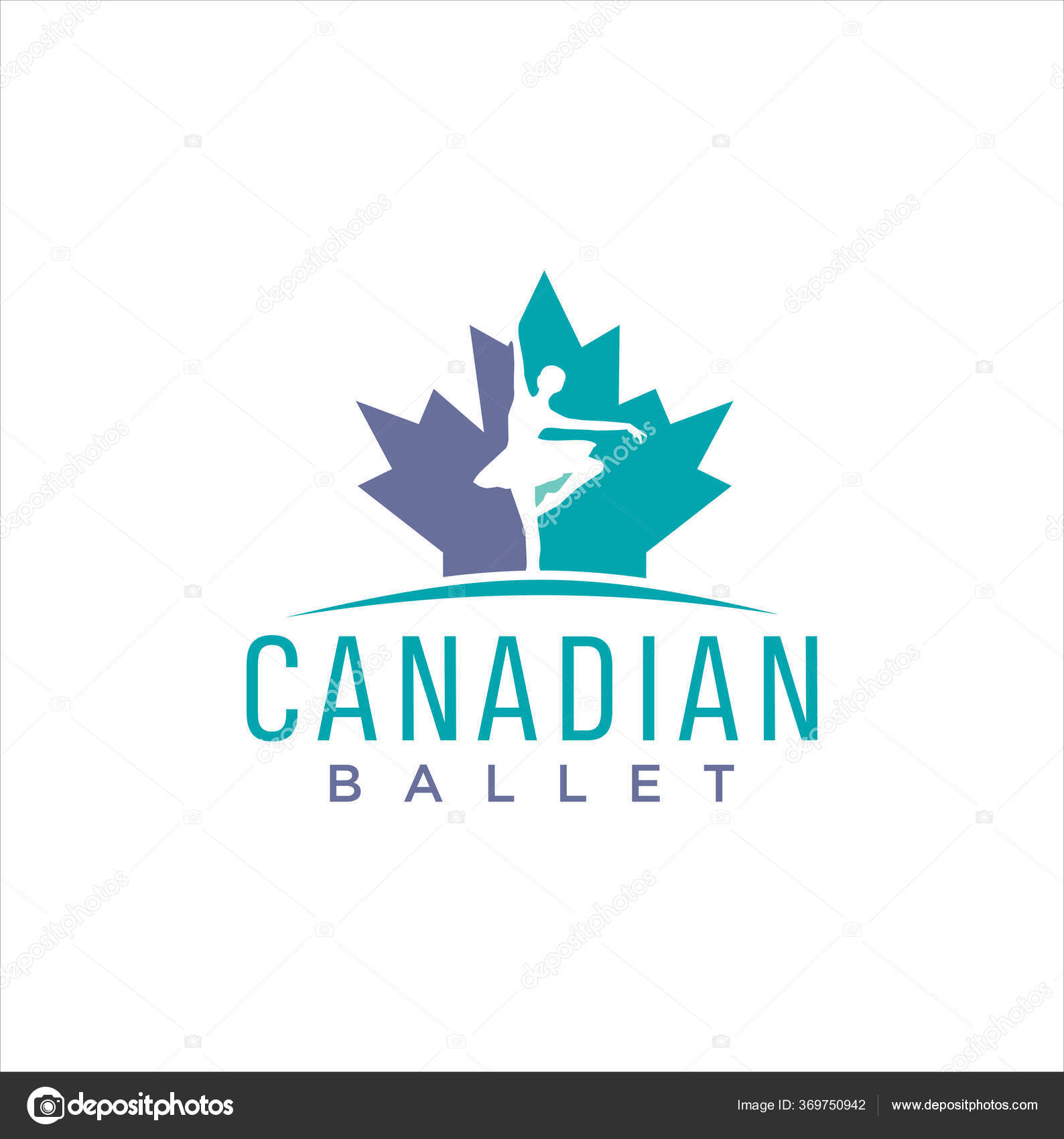 Canadian Ballet Logo Design Vector Illustration Maple Leaf Ballet Logo ...