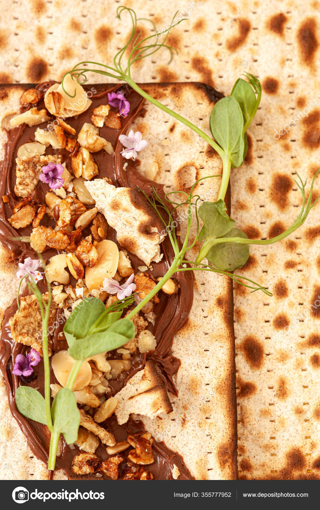 Jewish Matzo Sandwich Chocolate Paste Walnuts Passover — Stock Photo ...