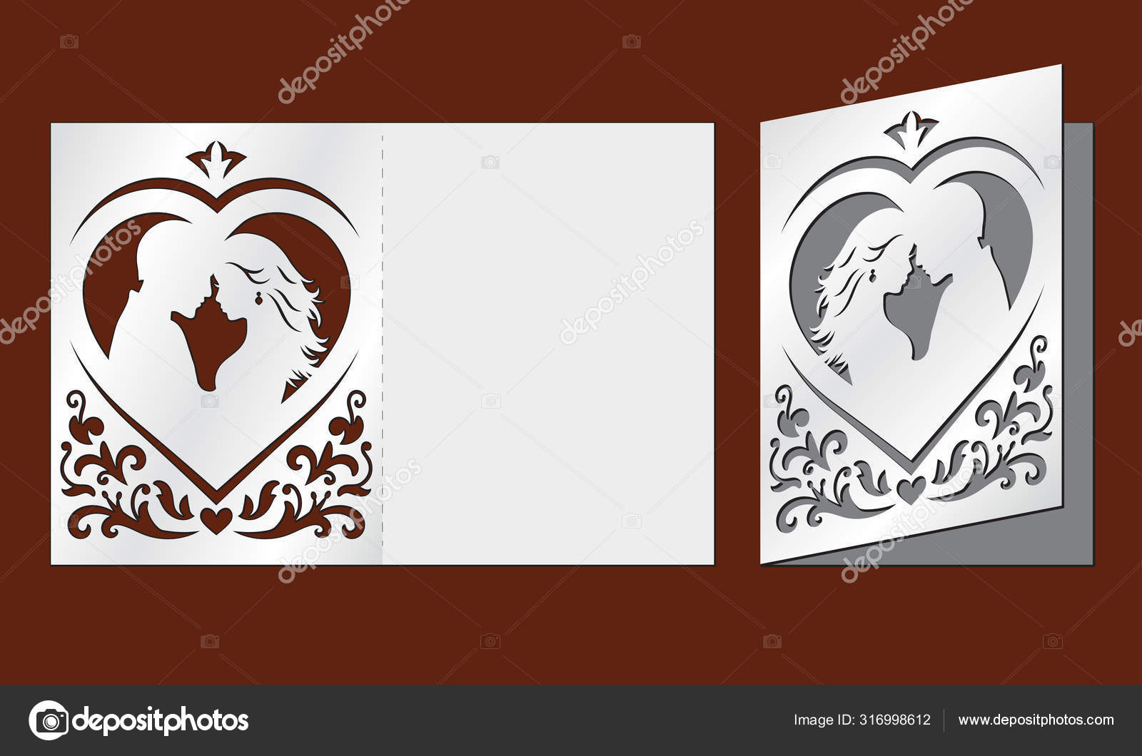 Invitación De Boda Cortada Con Láser En Forma De Corazón