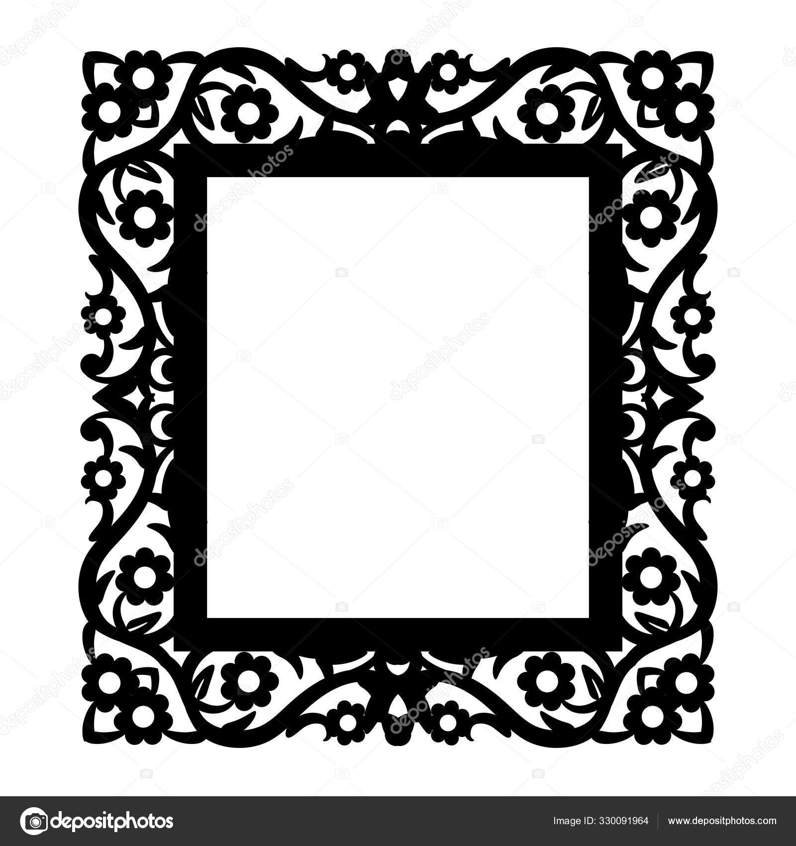 Laser cut photo frame. Decorative rectangular line art for design ...