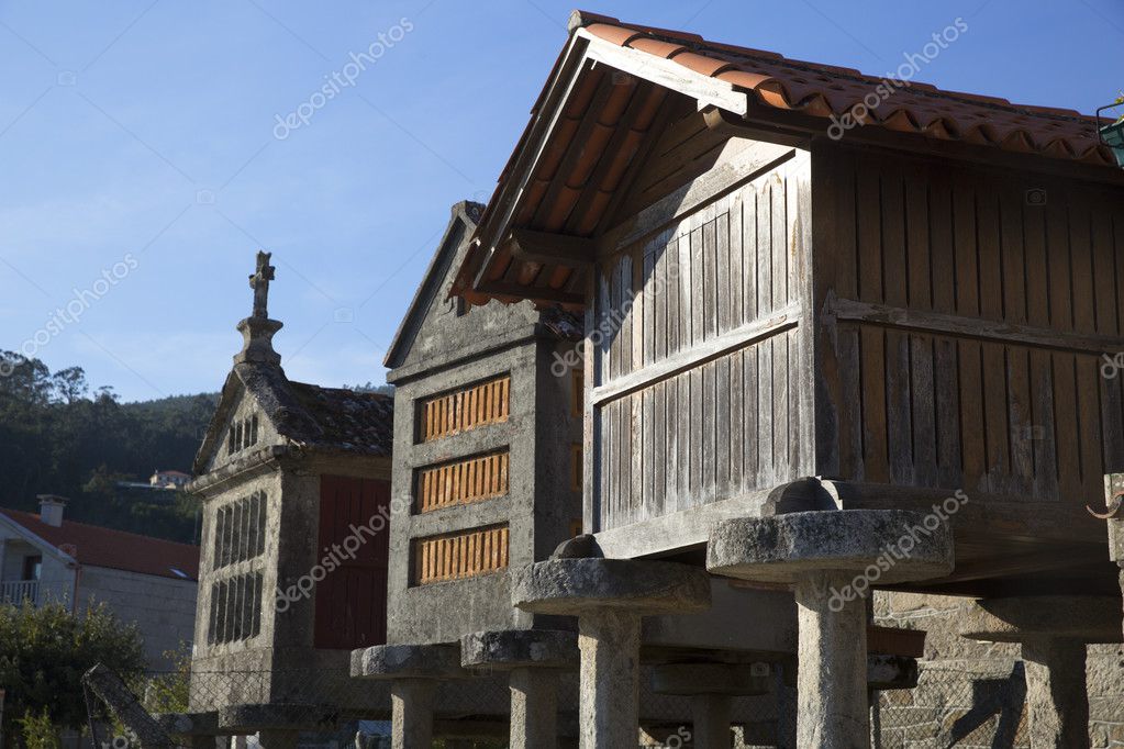 Horreo a traditional construction to keep harvested grain in northern ...
