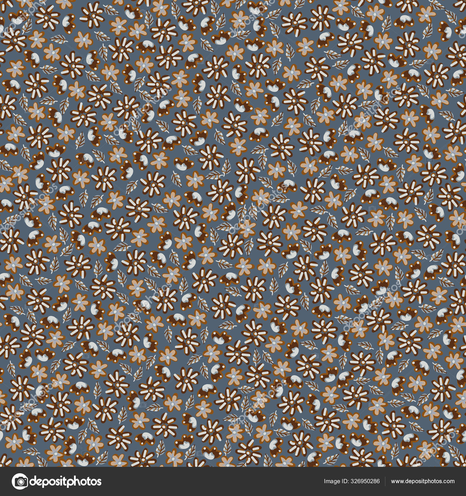 Seamless vector ditsy floral pattern in earthy colors — Stock Vector ...