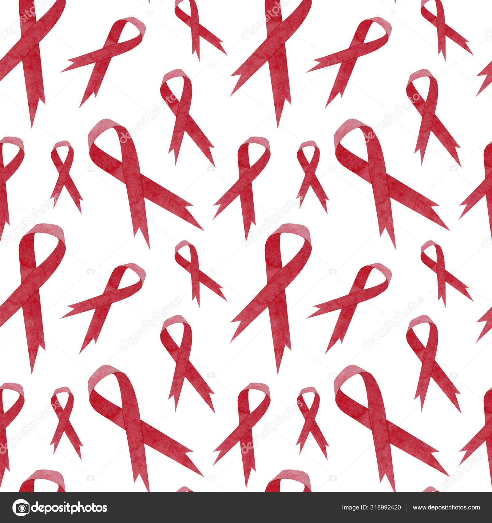 Watercolor Seamless Pattern Red Ribbons White Background National Youth ...