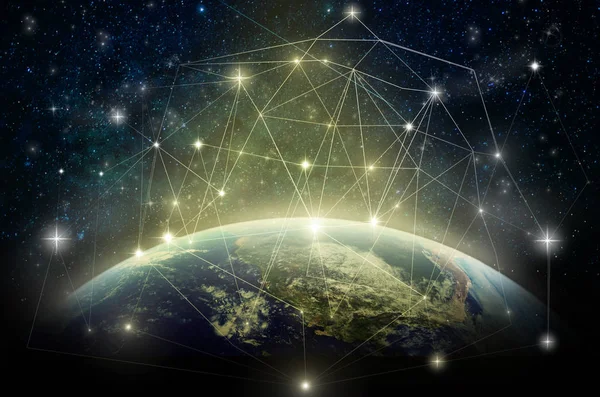 Part of earth with network line - Stock Image - Everypixel