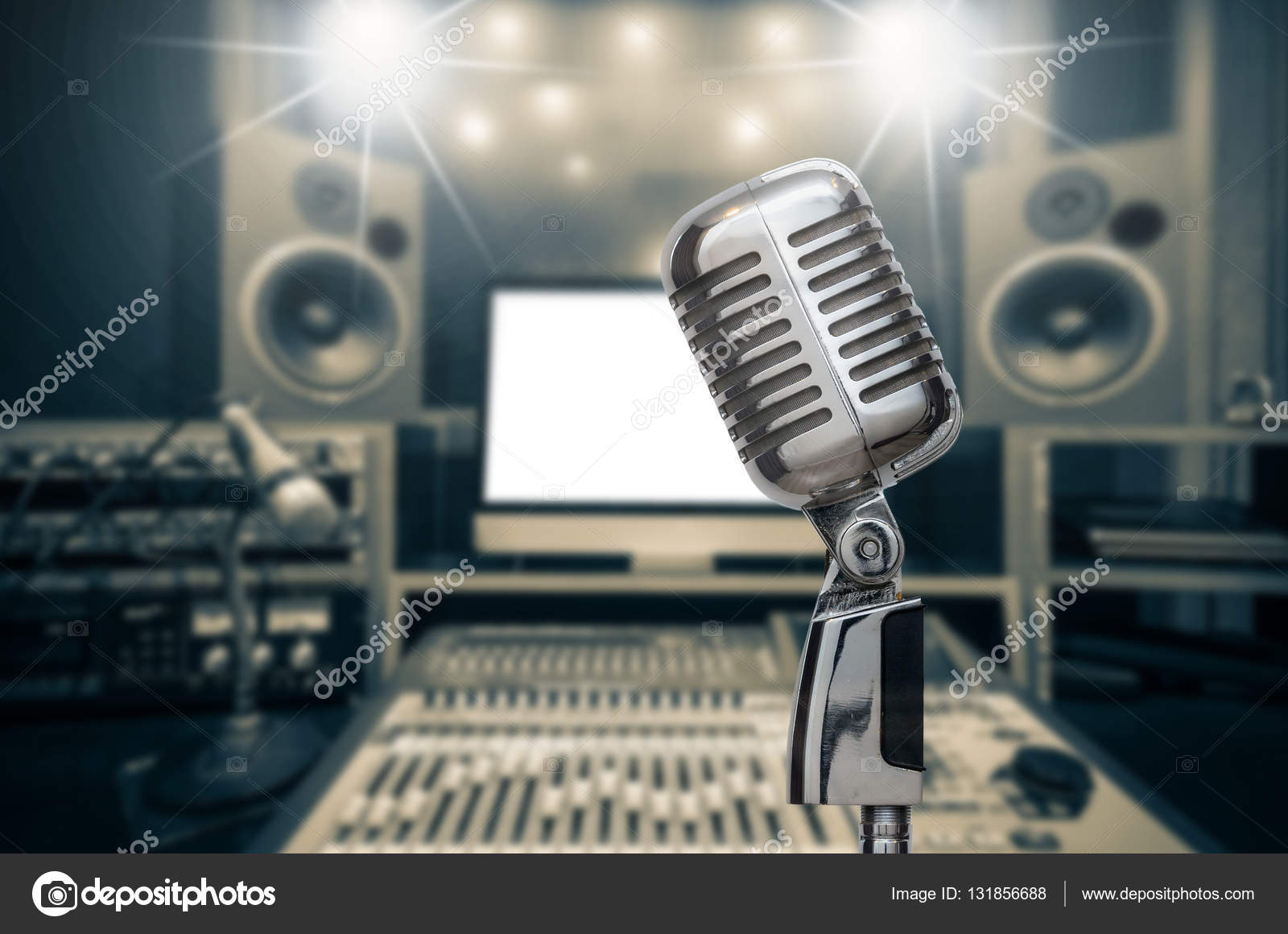 Retro microphone over music studio Stock Photo by ©Tzido 131856688