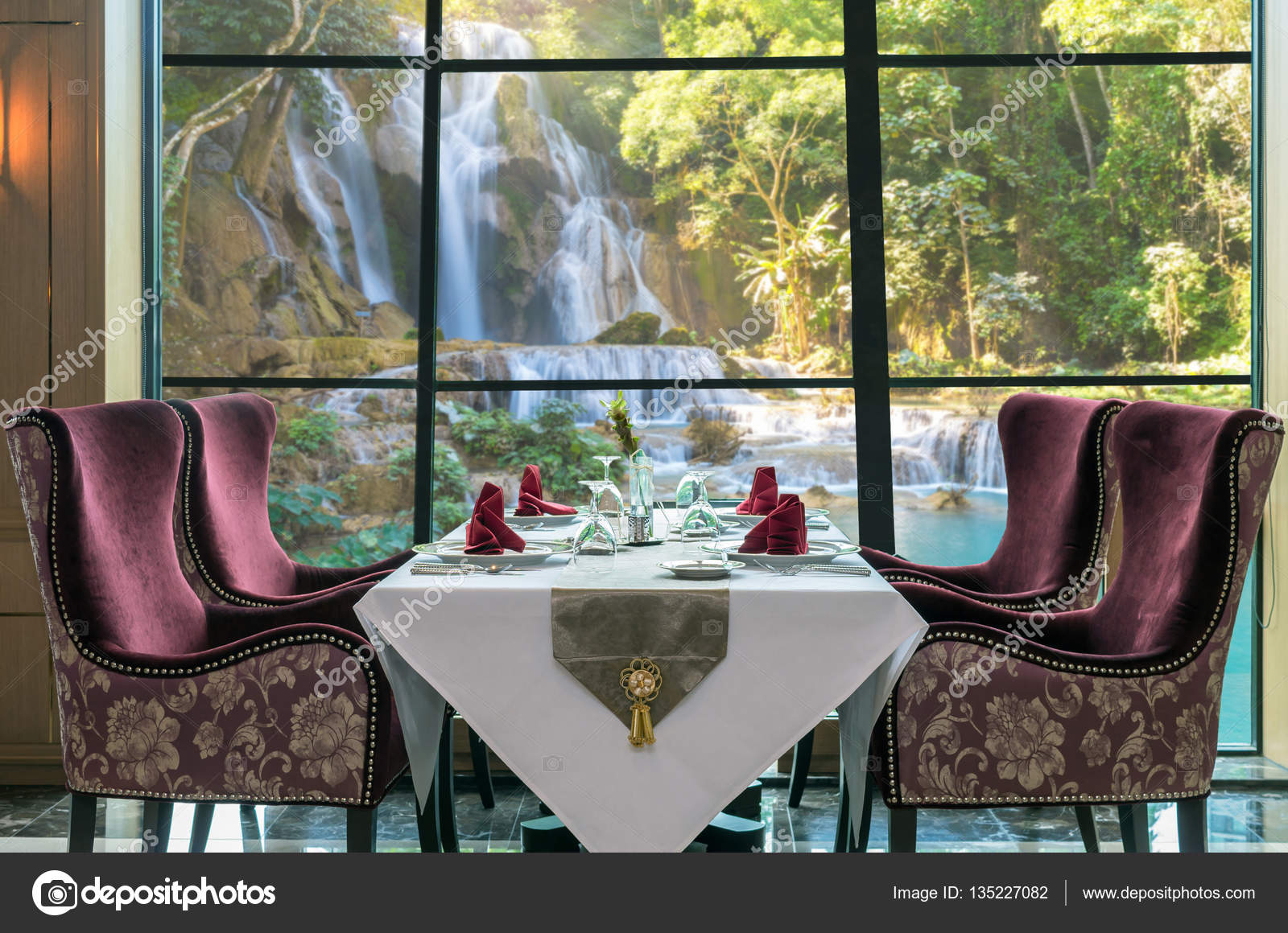 Luxury restaurant set over windows glass Stock Photo by ©Tzido 135227082