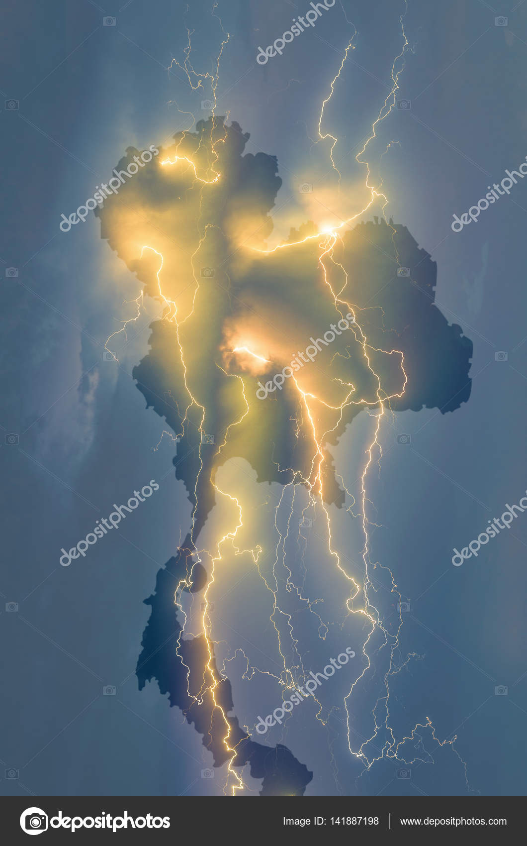 Thailand map base on thunder lightnings Stock Photo by ©Tzido 141887198