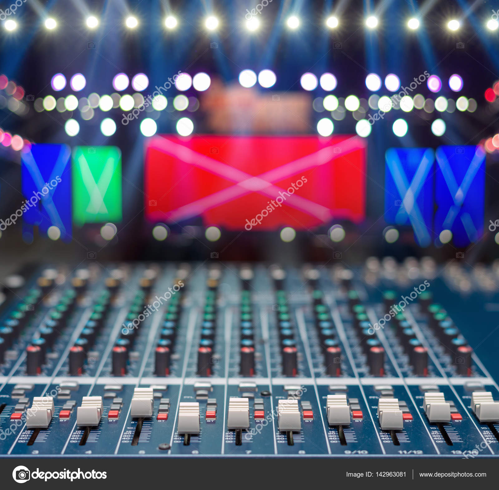 Audio mixer over the Stage Spotlight — Stock Photo © Tzido #142963081