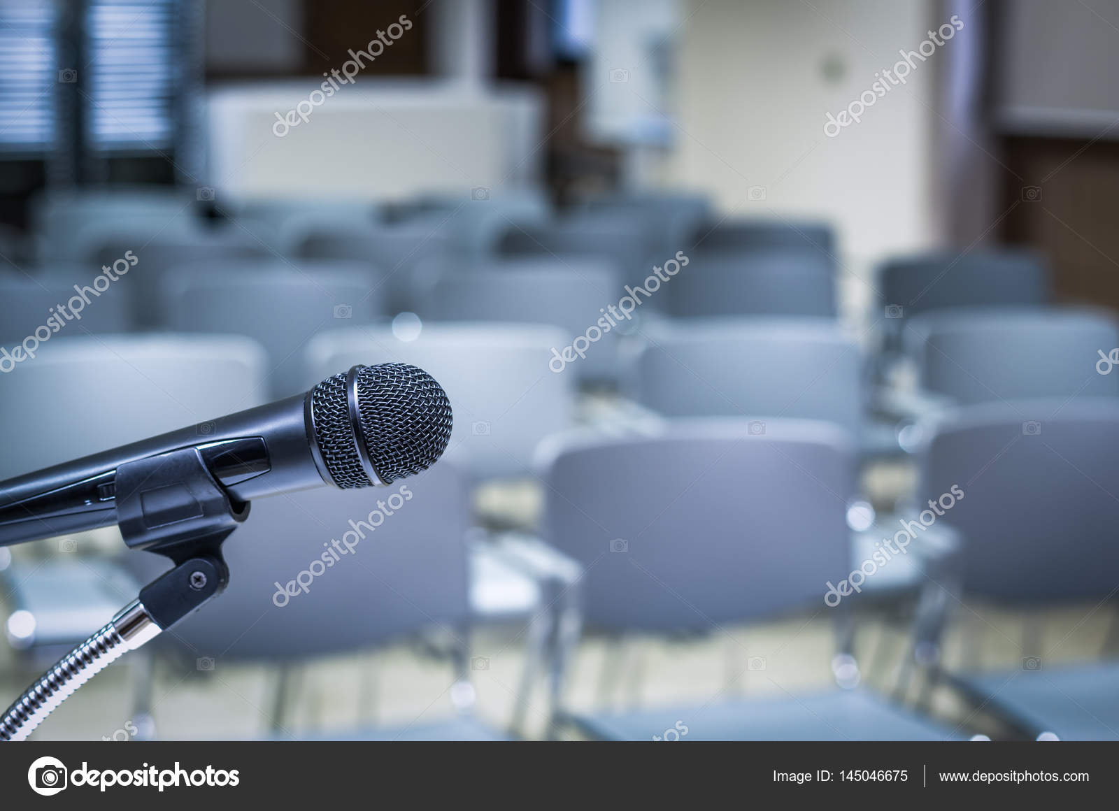 Microphone in conference hall Stock Photo by ©Tzido 145046675