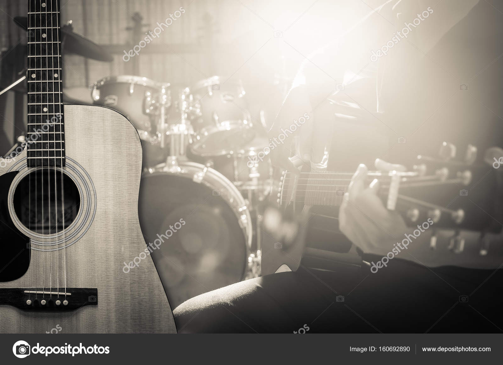 Guitar on music band background Stock Photo by ©Tzido 160692890
