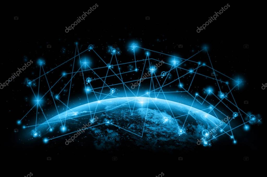 Part of earth with network lines — Stock Photo © Tzido #161552502