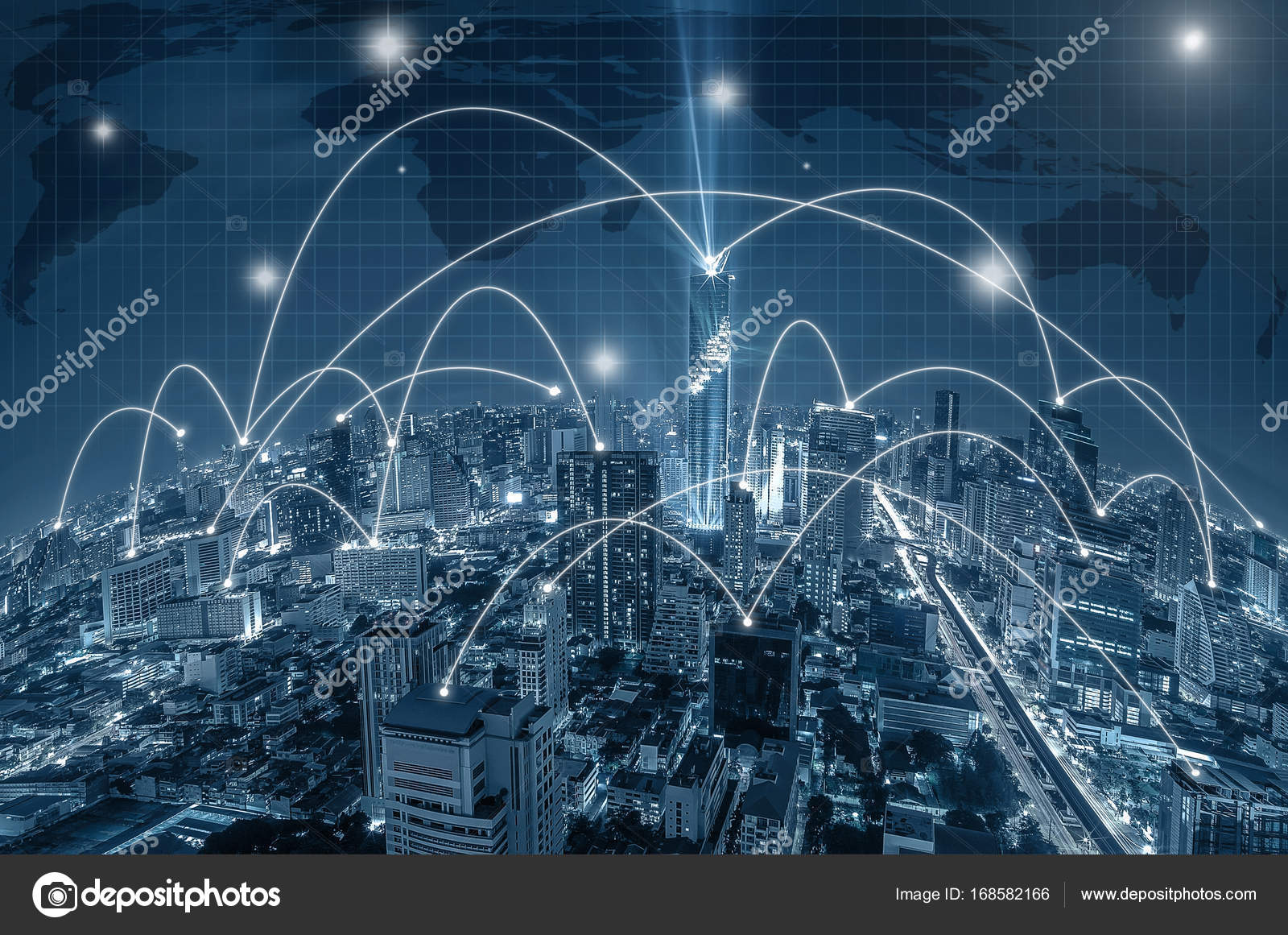 Línea de conexión de red entre edificios — Foto editorial de stock ...