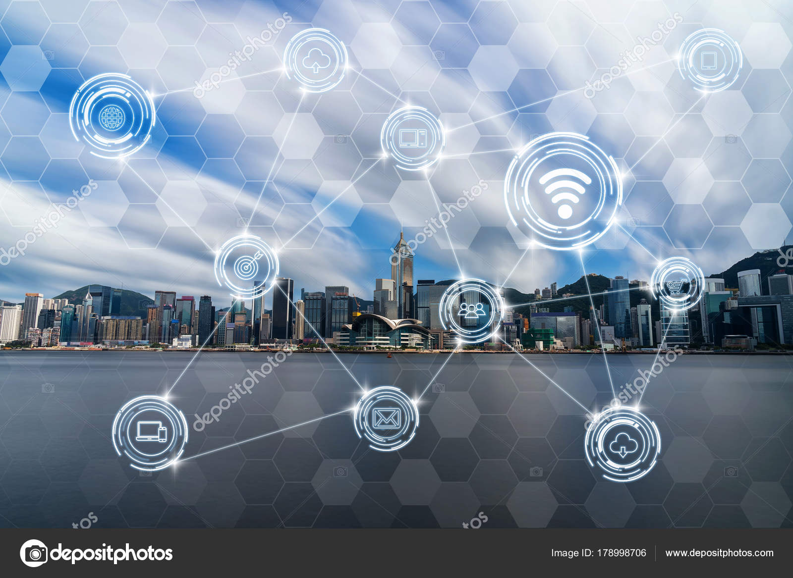 Wireless Communication Connecting Smart City Internet Things Technology ...