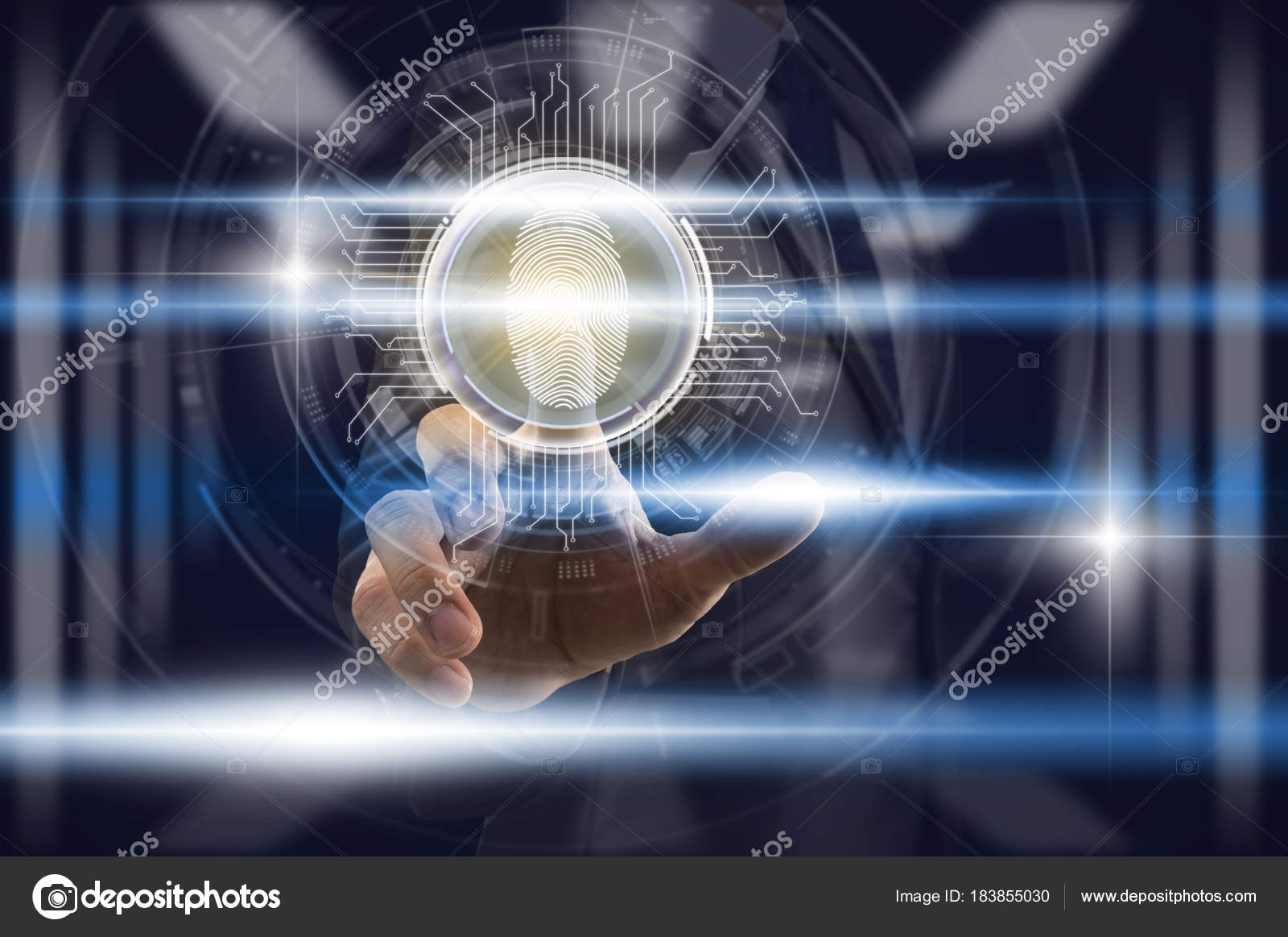 Businessman Fingerprint Scan Support Security Access Biometrics ...