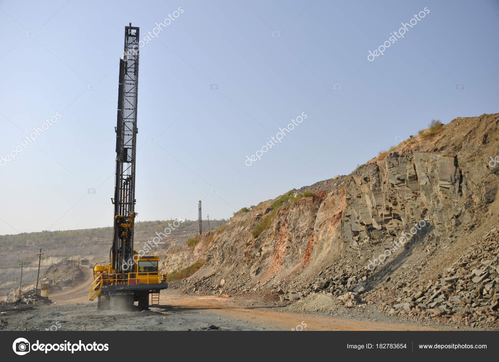 Drilling Machine Drills Ore Quarry — Stock Photo © jeka111087 #182783654