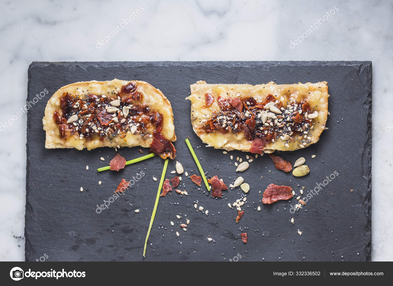 Two spanish tapas over a thin bread toast — Stock Photo © jdsmuro ...