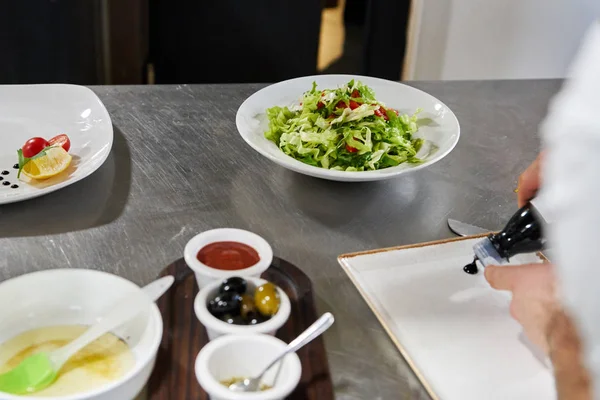 Decorating The Food In The Restaurant - Stock Image - Everypixel