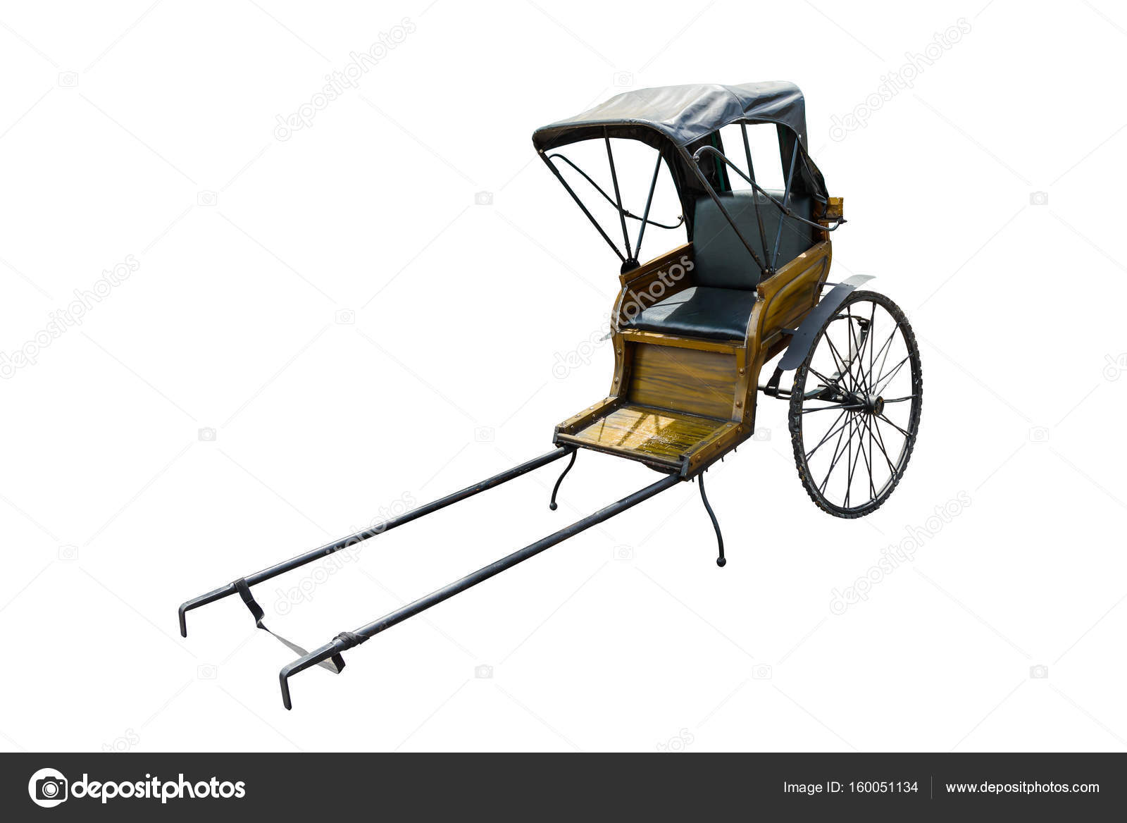 Old vintage chinese hand pulled rickshaw isolated on white backg Stock ...