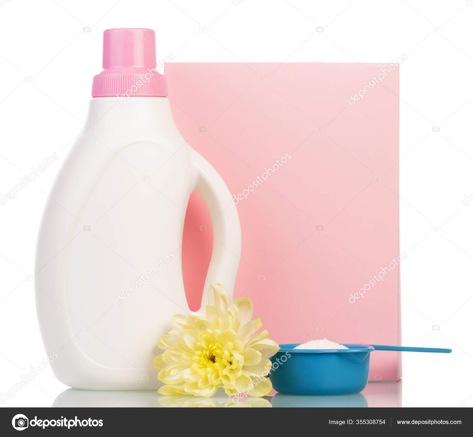 Pack Washing Powder Measuring Cup Bottle Liquid Flower Isolated White ...