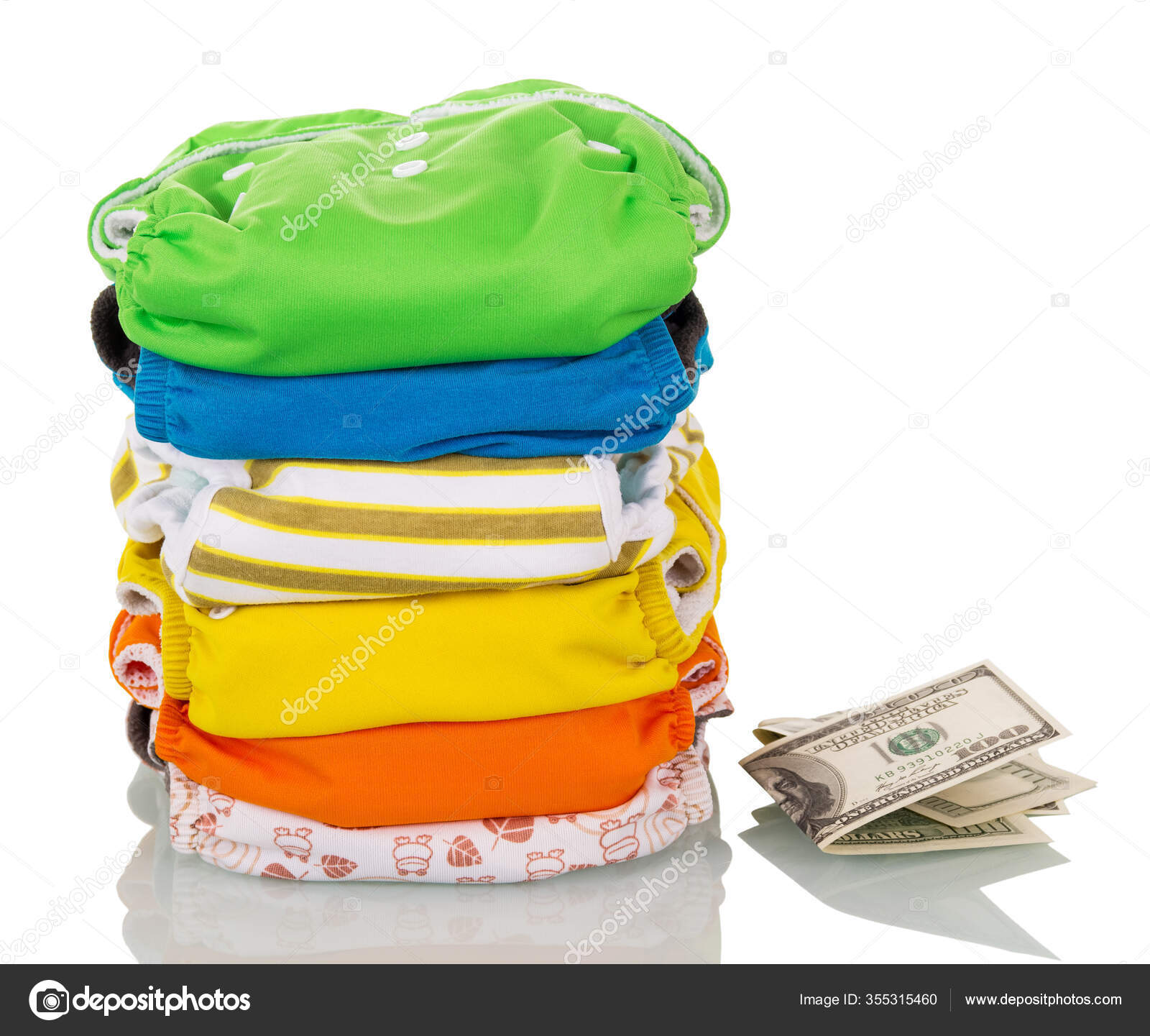 Stack Modern Eco Friendly Diapers Money Isolated White Background Stock ...