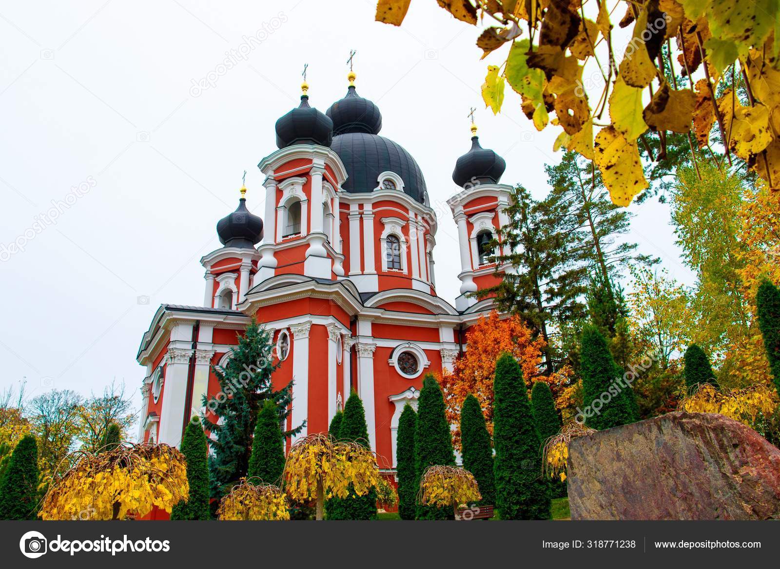 Beautiful low angle shot of the famous Curchi Monastery in Moldova ...