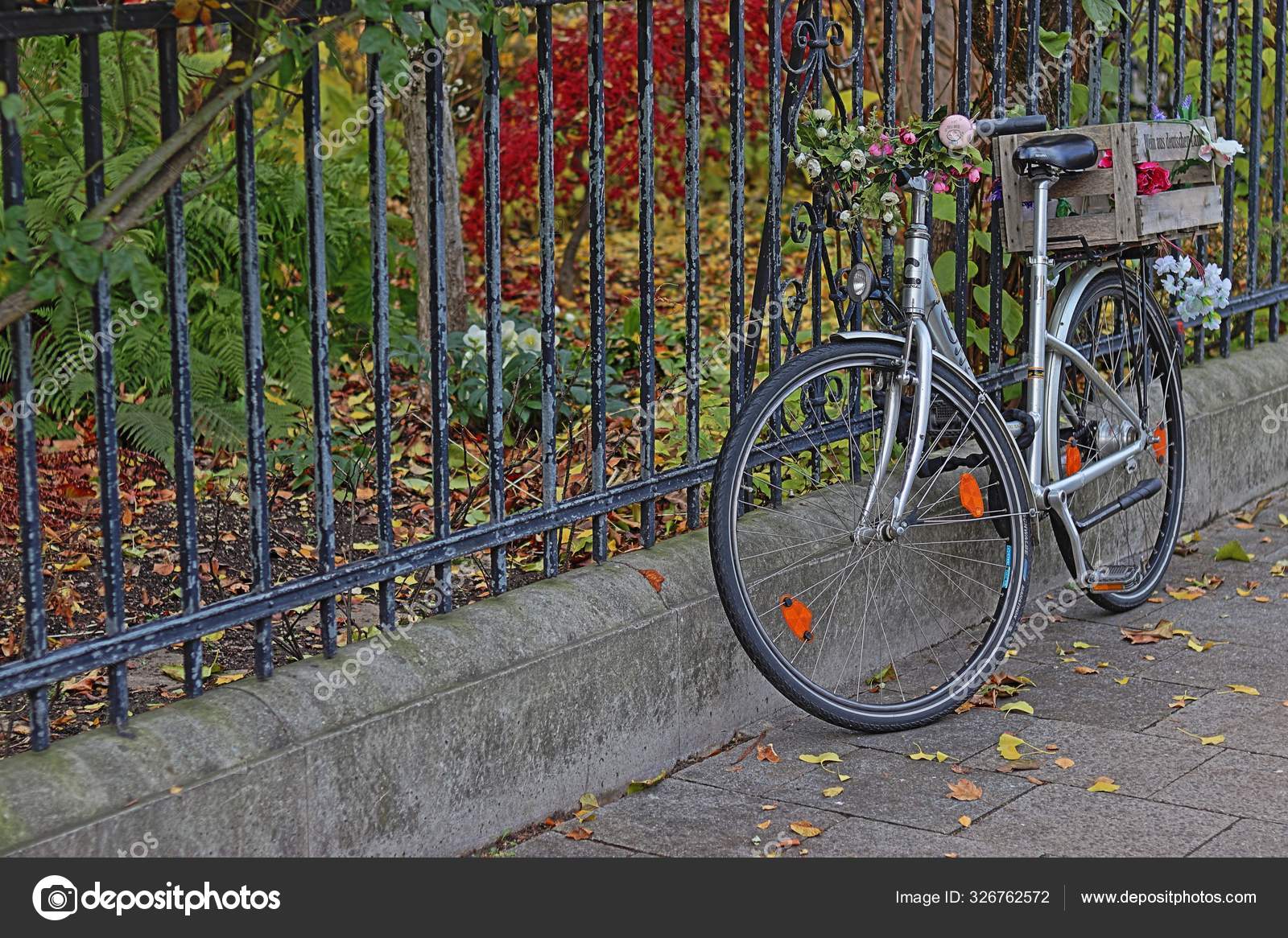 Bicycle on the road surrounded by fences and greenery - a cool picture ...