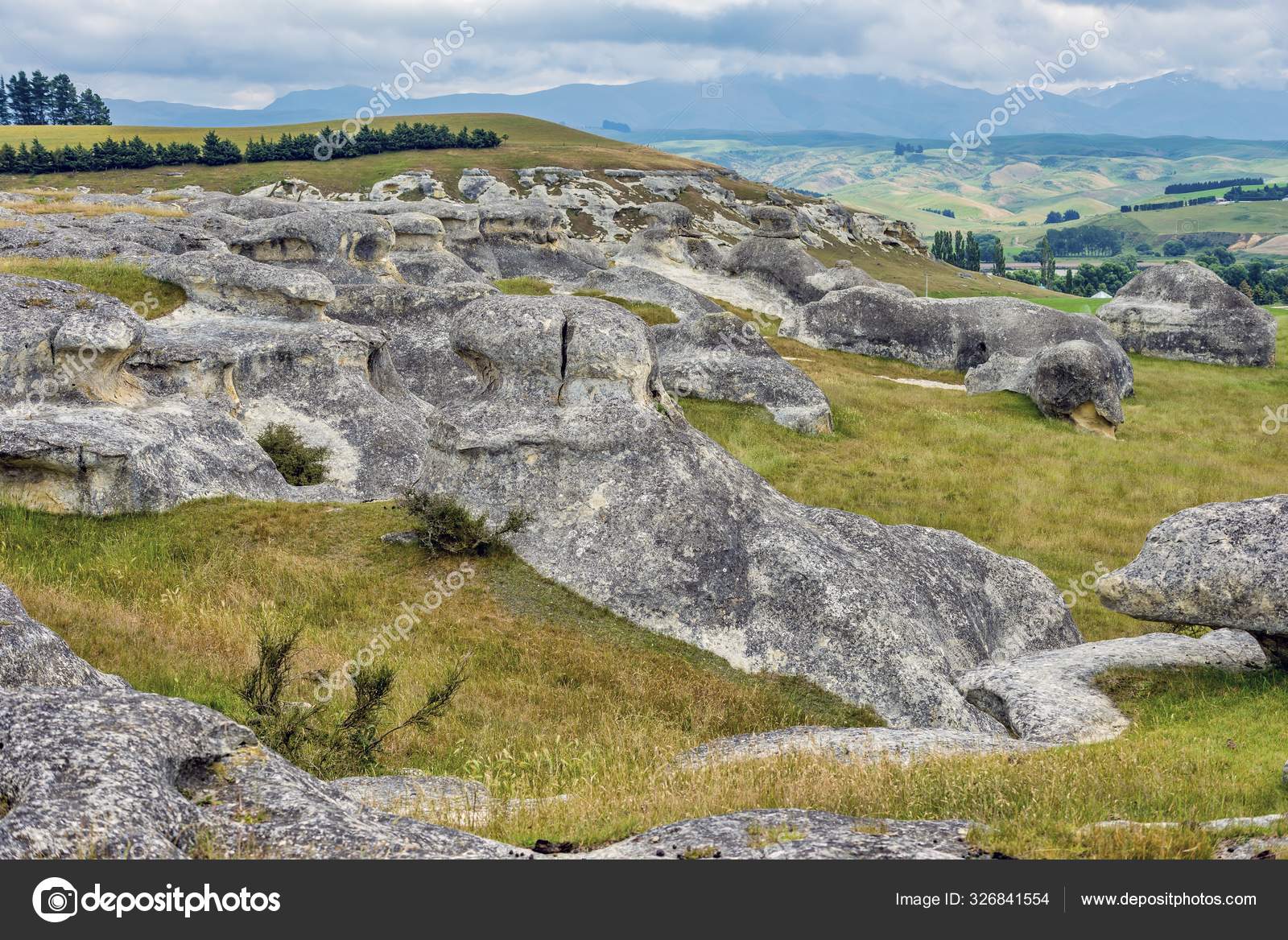 Area known as elephant rocks in the Waitaki Basin near Oamaru in New ...
