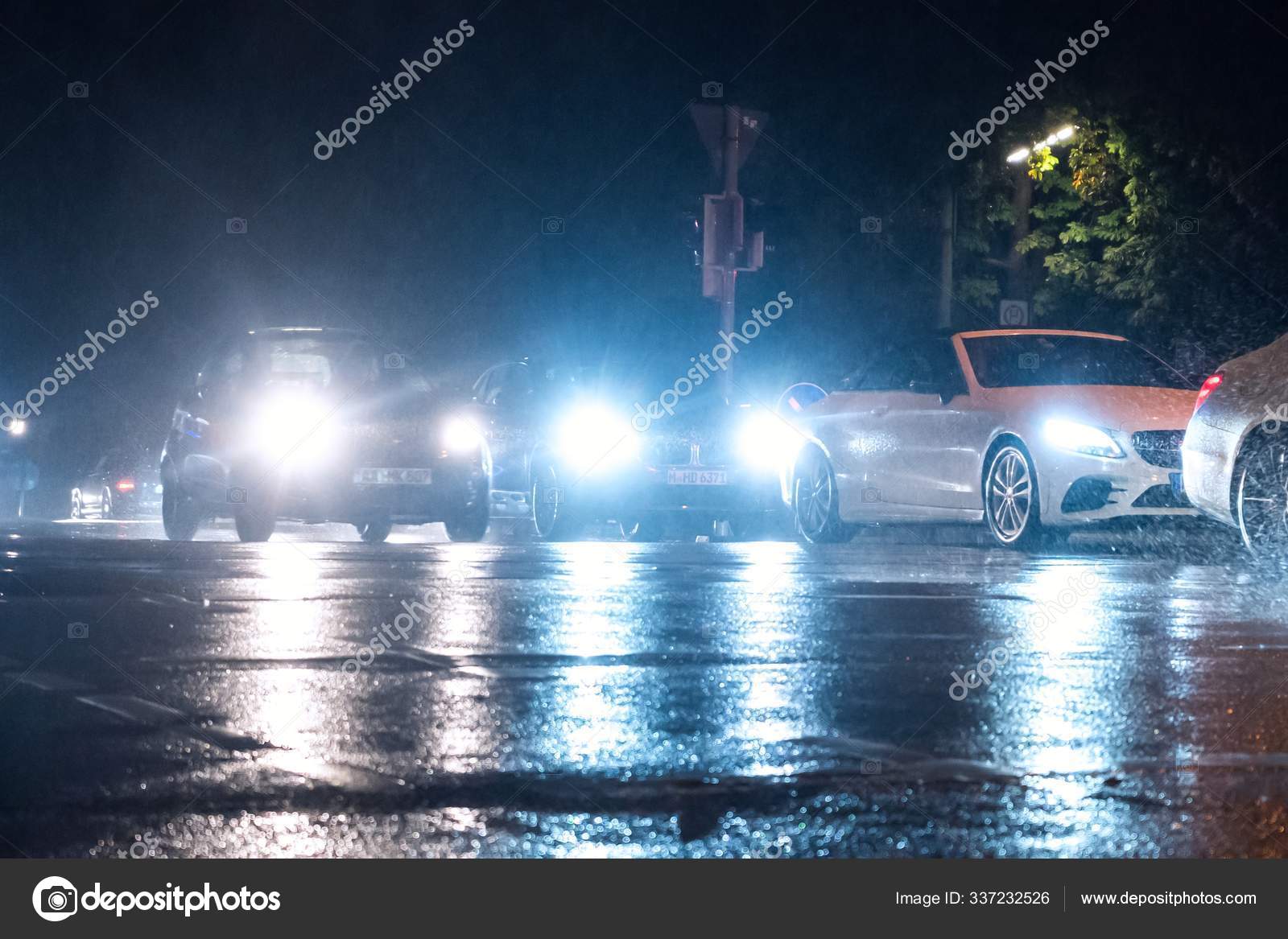 Low Angle Shot Several Cars Street Night — Stock Photo © Wirestock ...