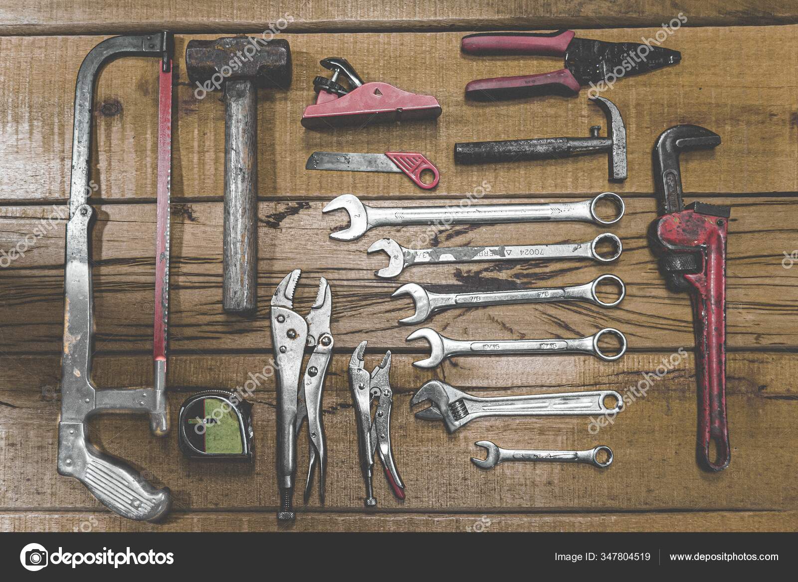 Display Hand Tools Wooden Workbench Stock Photo by ©Wirestock 347804519